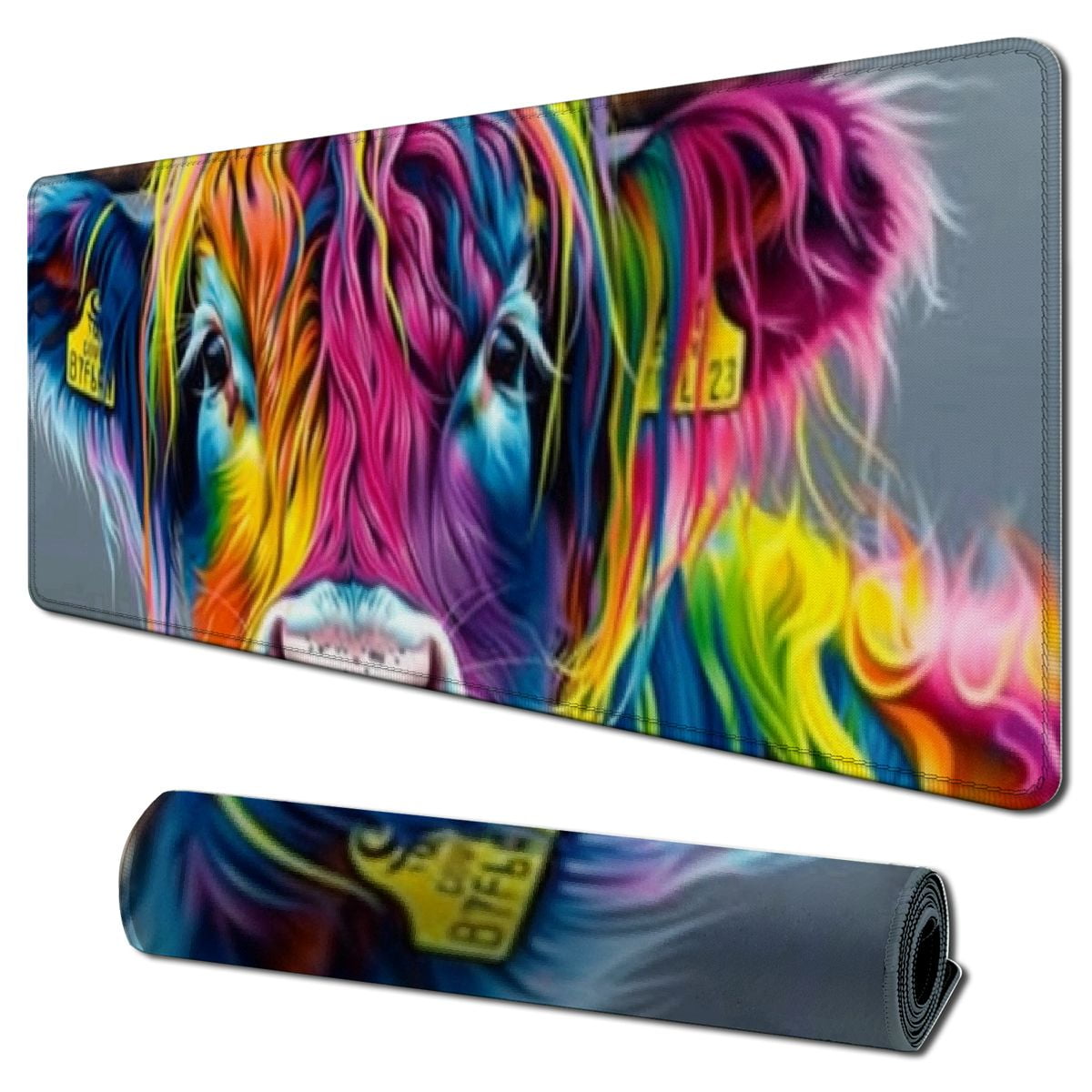 Gaming Mouse Pad Large Mousepad Funny Animals Calf Cute Highland Cattle ...