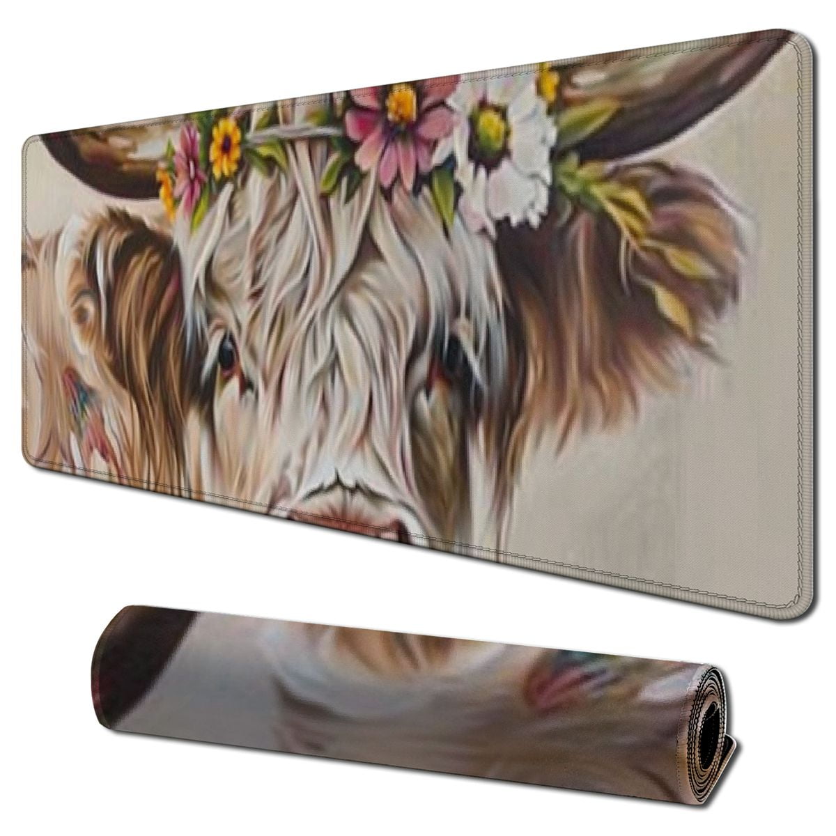 Gaming Mouse Pad Large Mousepad Highland Cattle Cute Flower Funny ...