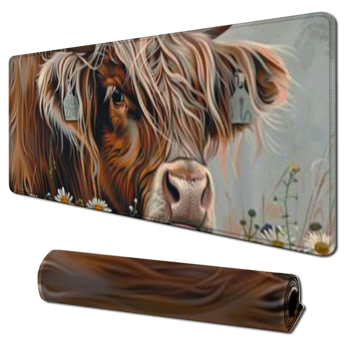 Gaming Mouse Pad Large Mousepad Vintage Cartoon Animals Highland Cattle ...