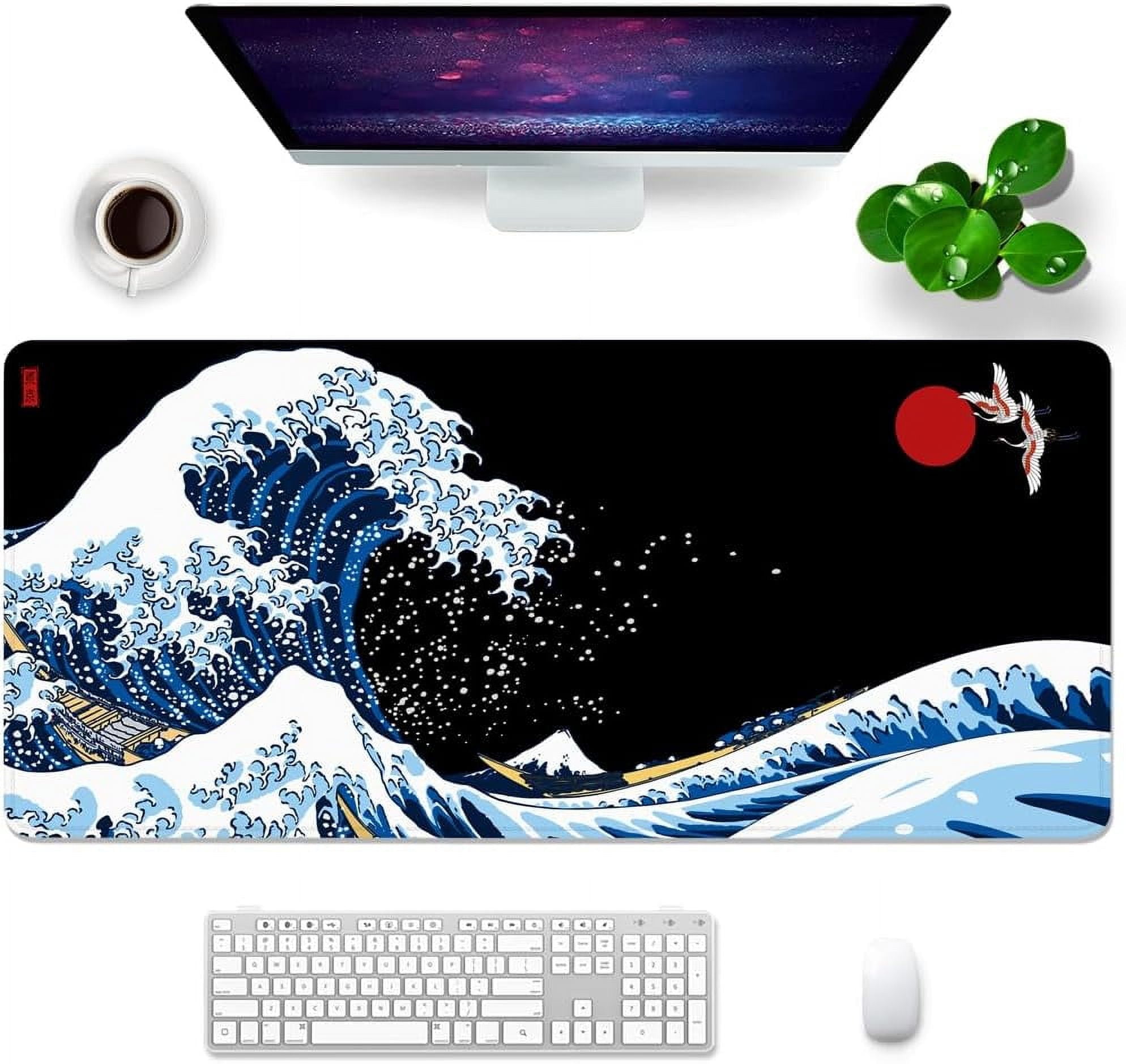 Gaming Mouse Pad Large Wave Mouse Pad Desk Mat 35x15.7x0.12 inch XXL ...