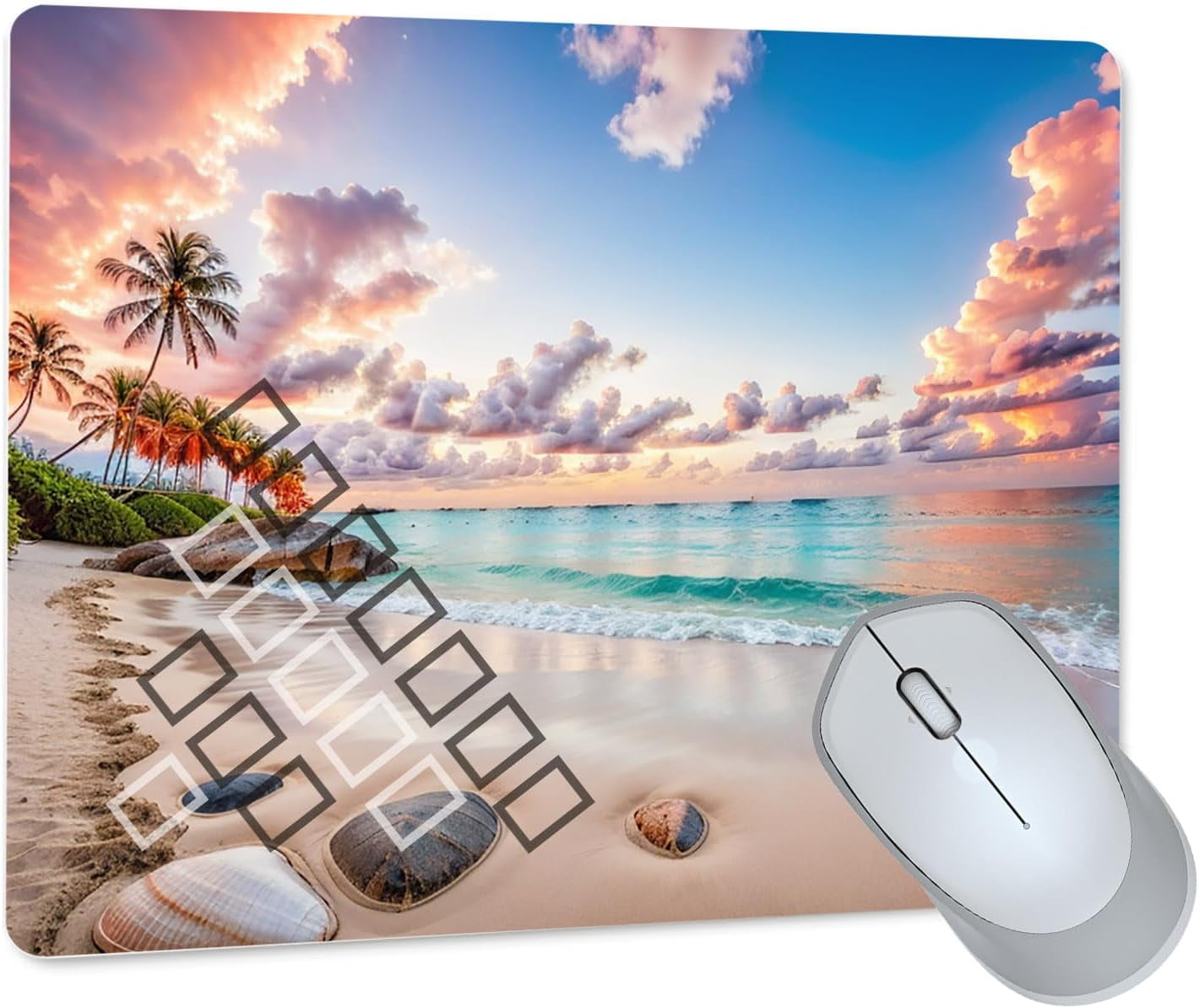 Gaming Mouse Pad Shore Palms Tropical Beach Mouse Mat Design Natural ...