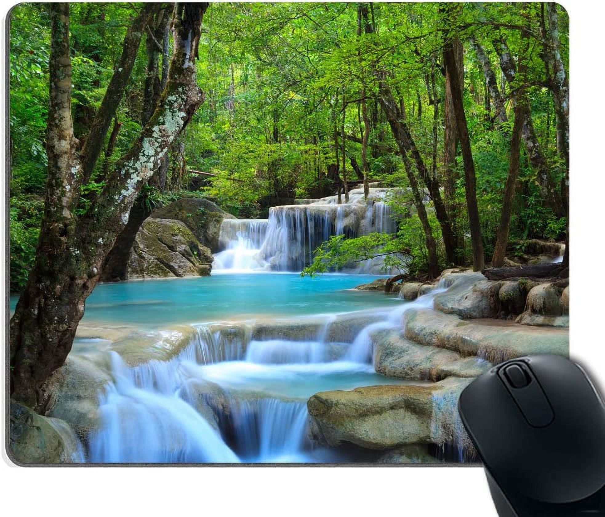 Gaming Mouse Pad Waterfalls Creek Landscape Trees Waterfall Stones Non ...
