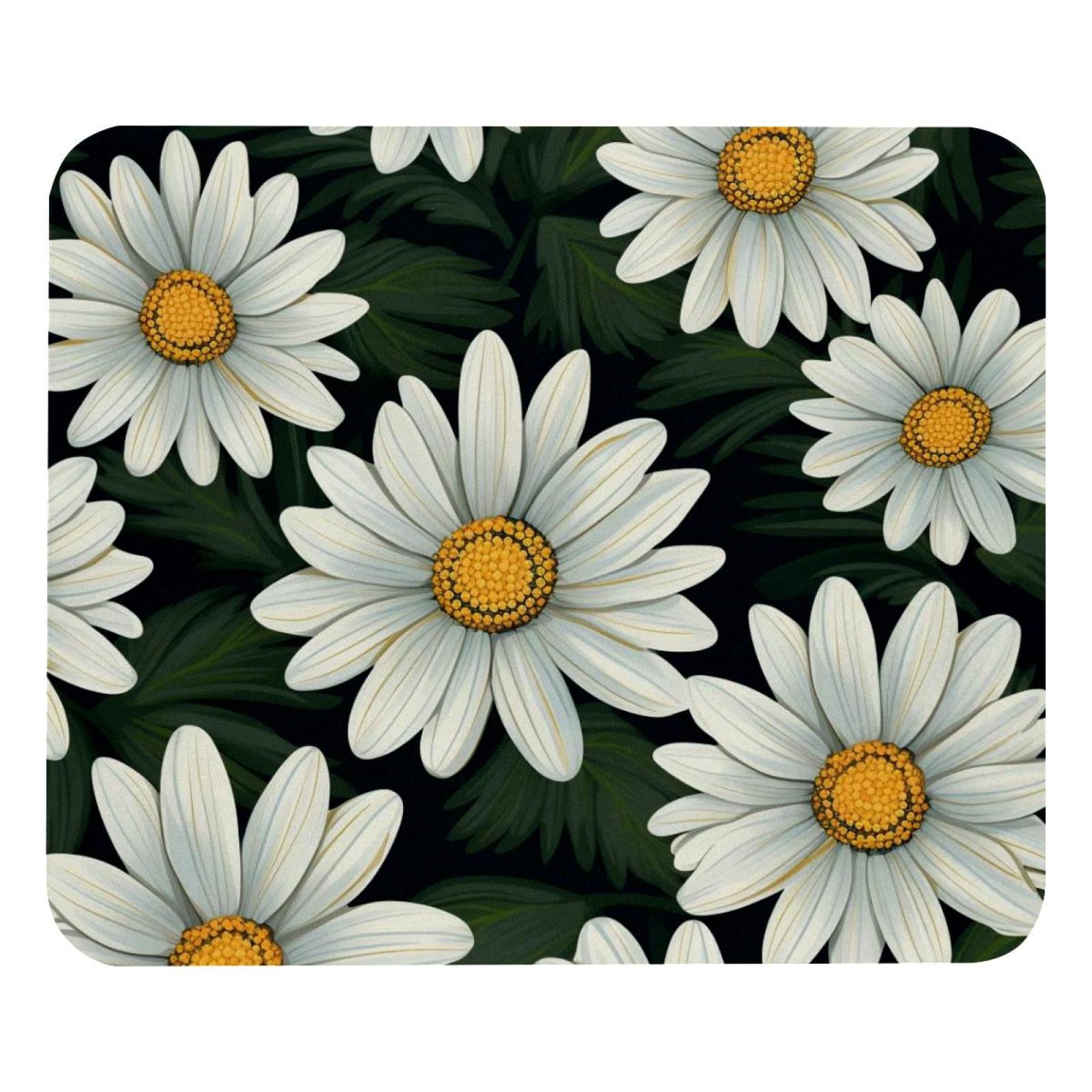 Gaming Mouse Pad, White Daisy Flowers Prints Mouse Mat for Desk Home ...