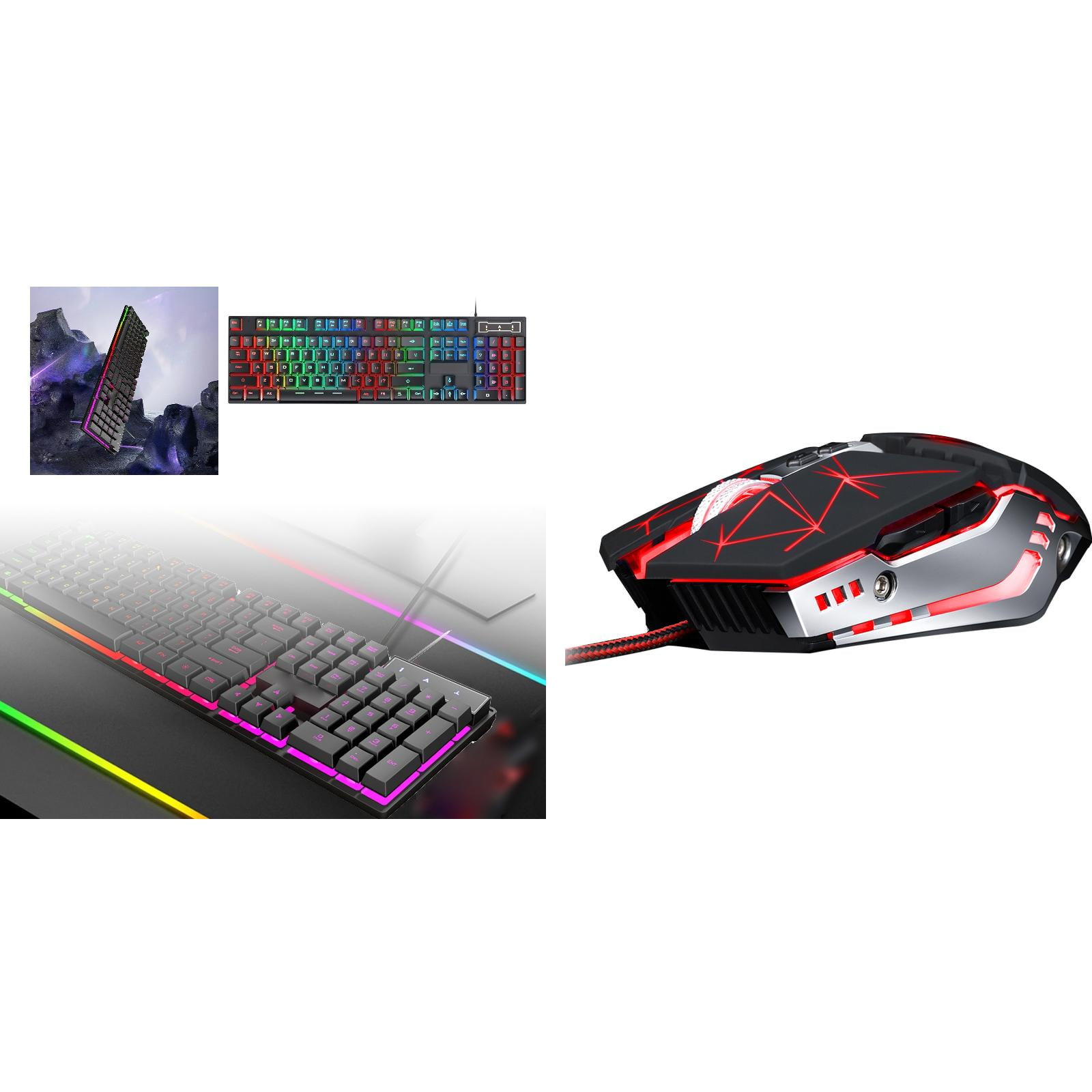 Gaming Mouse White Rechargeable Pc Glowing Wired Gaming Keyboard With ...