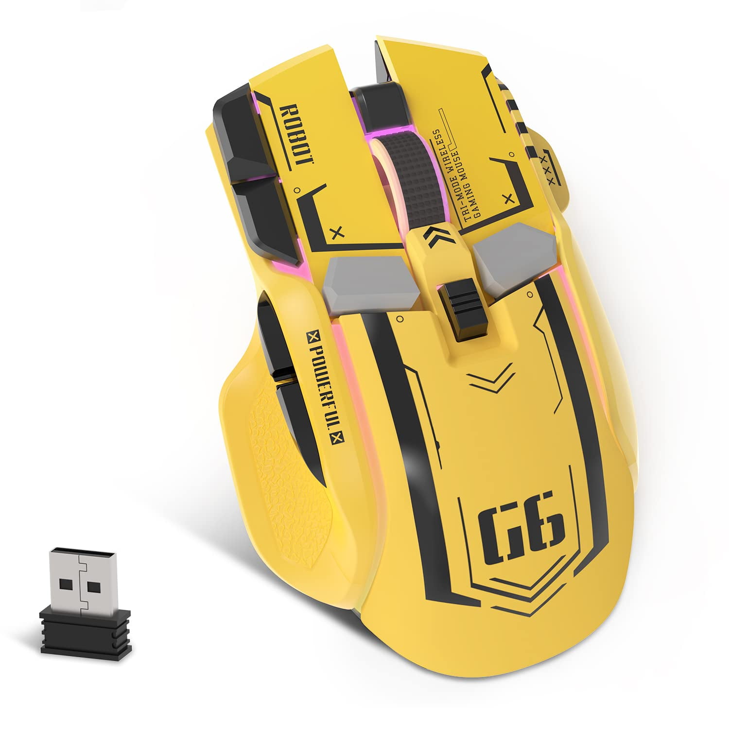 Gaming Mouse, Wired/Wireless/Bluetooth Tri Modes, 5 Adjustable DPI and ...