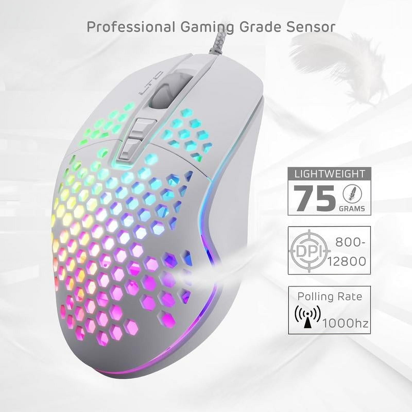 Gaming Mouse with 2 Side Buttons, Lightweight Honeycomb Shell, Adjusted ...