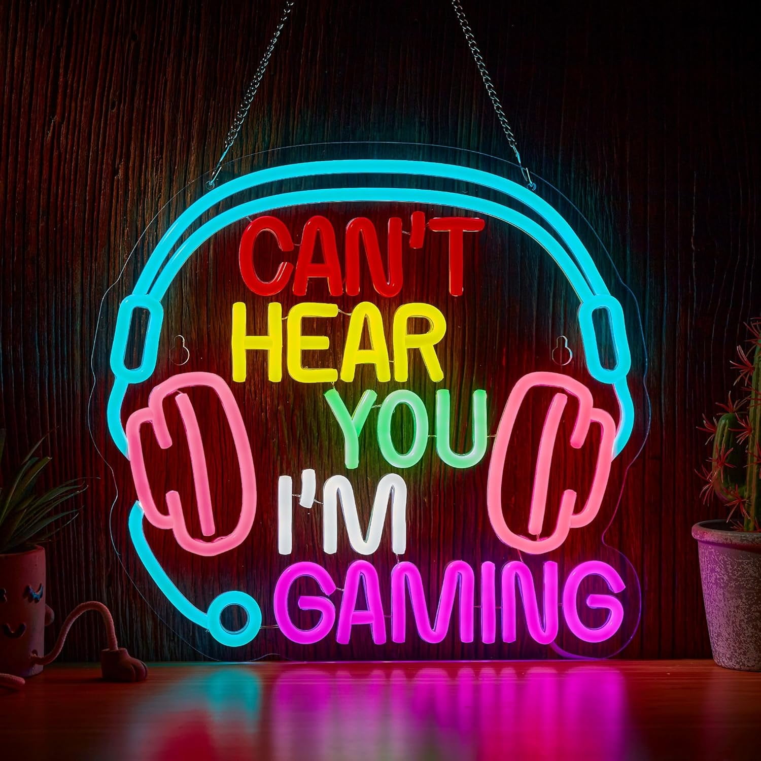 Gaming Neon Sign Can't Hear You I'm Gaming Headset Gamer Light Bright ...