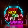Gaming Neon Sign Can't Hear You I'm Gaming Headset Gamer Light Bright ...