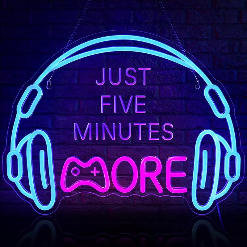 Gaming Neon Sign, Large Bright and Dimmable Colored LED Headset Gamer ...