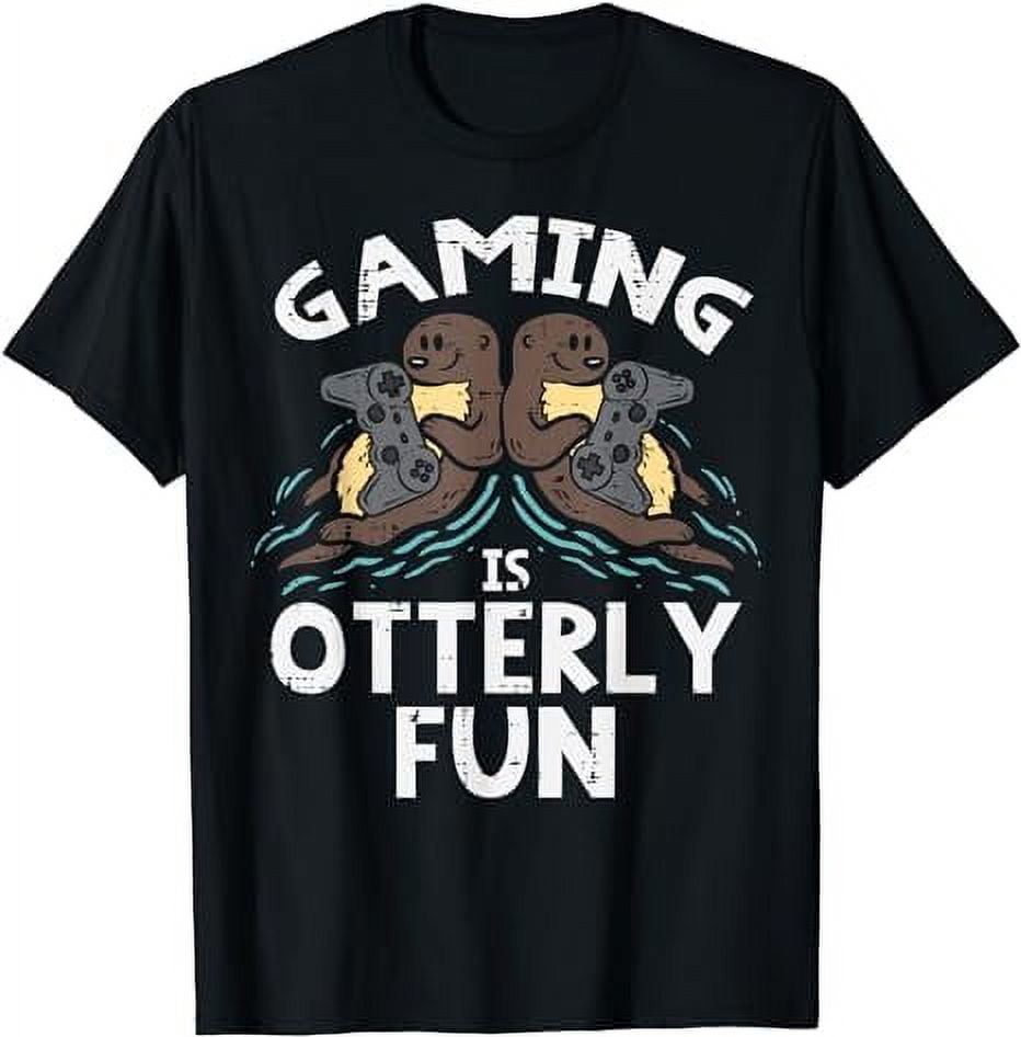 Gaming Otterly Fun Gamer Otter Boys Kids Men Teens Youth T-Shirt ...