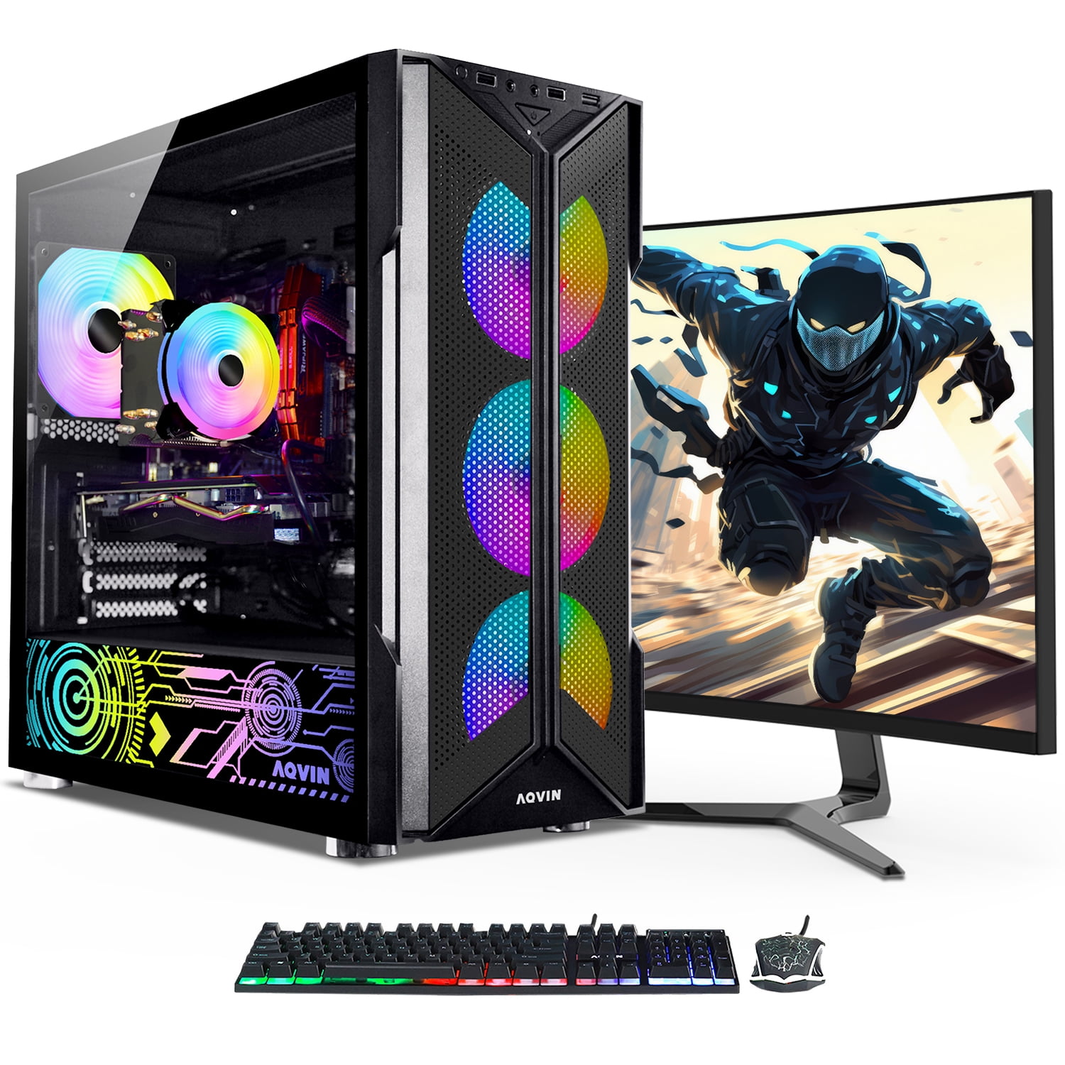 Gaming PC AQVIN-AQ20 Desktop Computer Tower - New 24 inch Curved Gaming ...