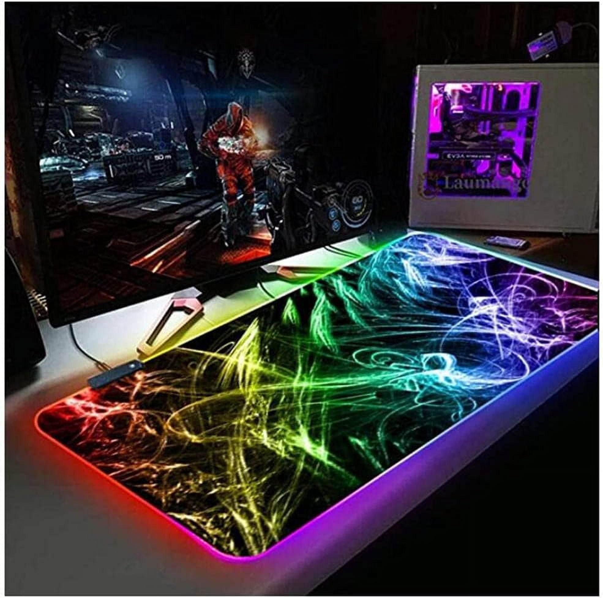 Gaming Pads Colorful Lines Large Extended RGB Pad Black USB Ports ...