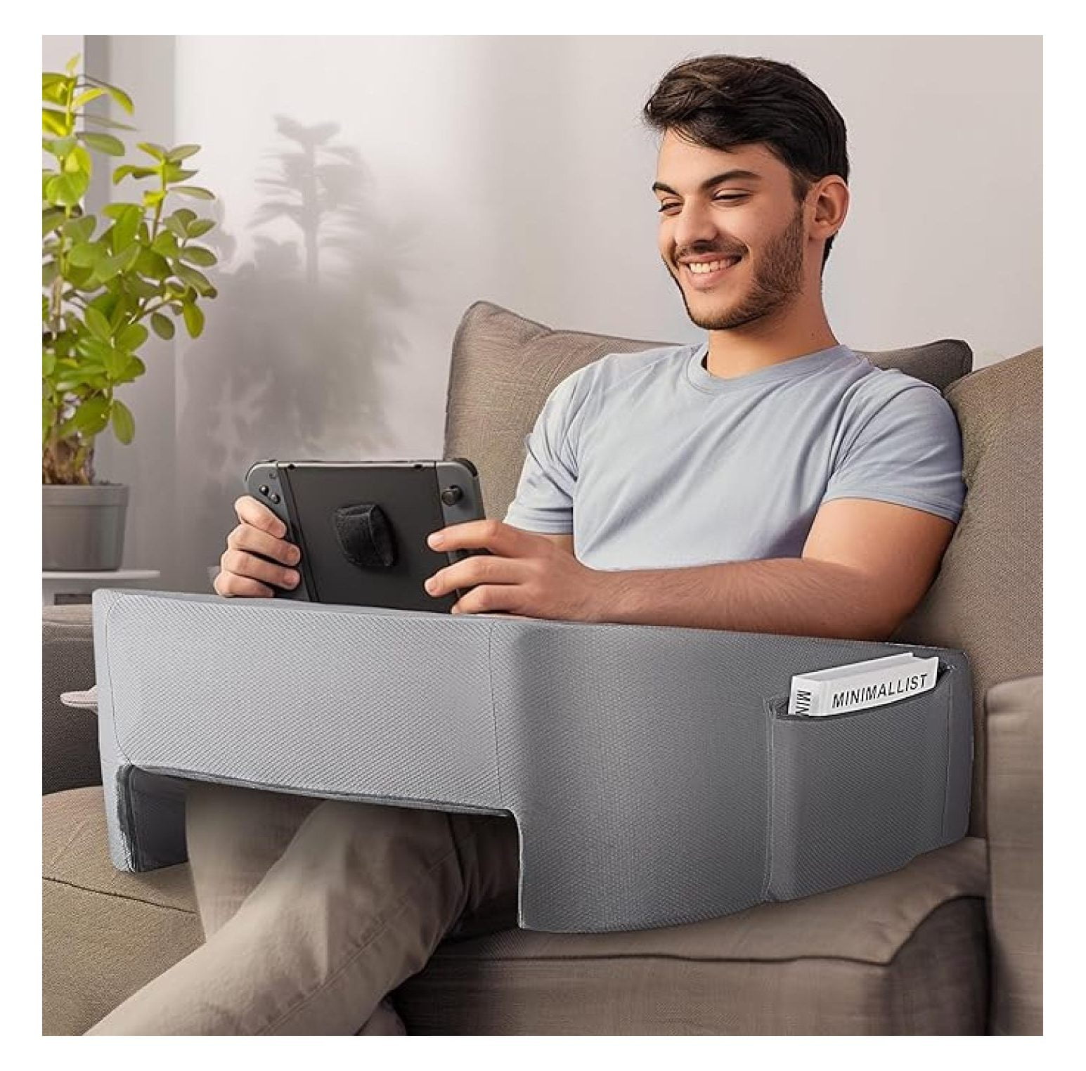 Gaming Pillow for Adults - Lap Desk with Side Pockets, 9.8° Slope ...