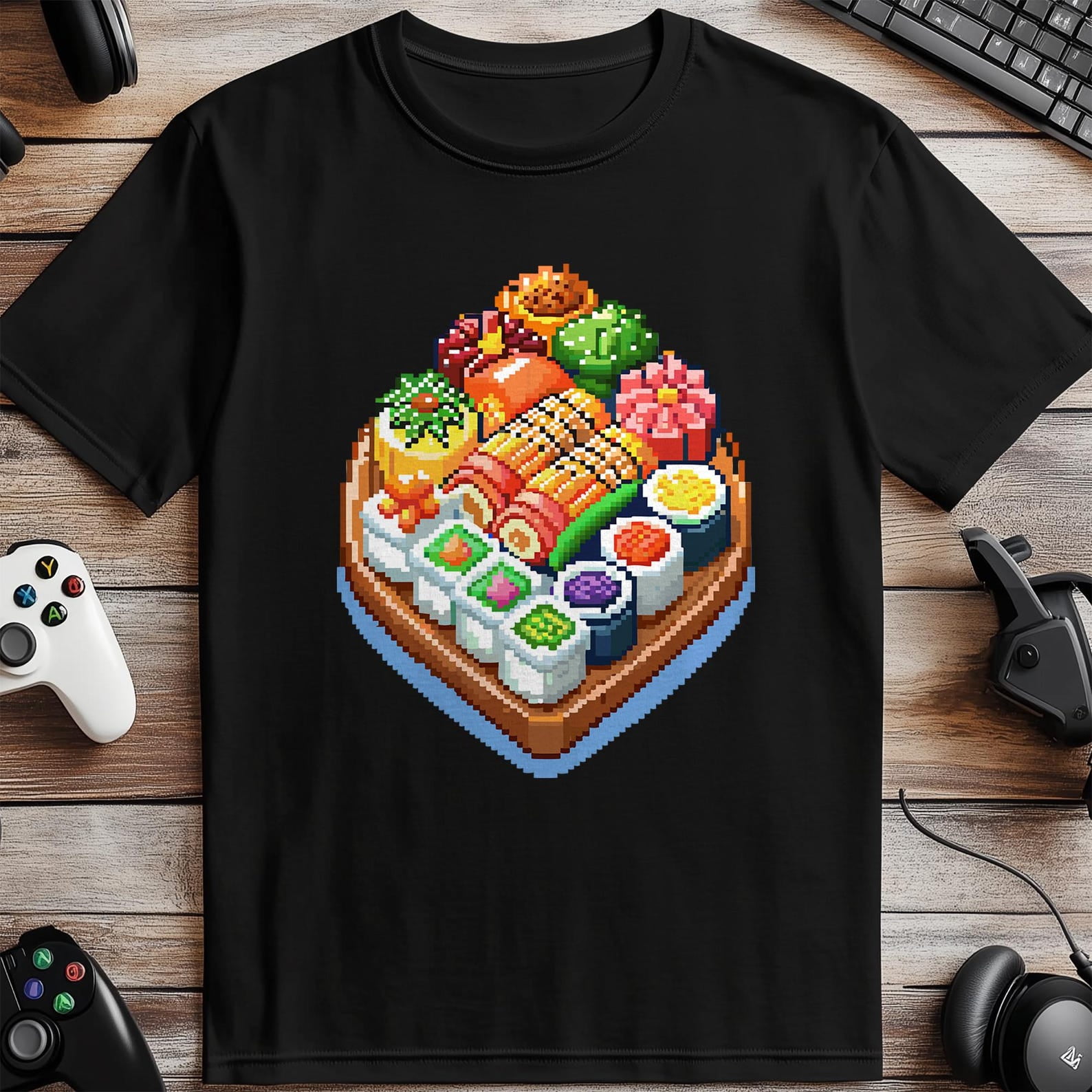 Gaming Pixel Art Sushi T-shirt, Retro Style Game Lover Shirt, Pixelated Food Tee, Sushi Lover ...
