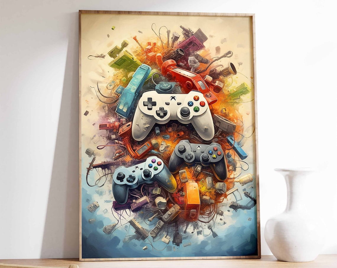 Gaming Poster, Games Controller Art, Gaming Print, Games Room Art, Art ...
