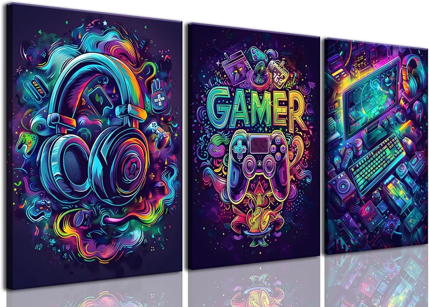 Gaming Posters Video Game Wall Art Set of 3 Game Room Decor Cool Gaming ...