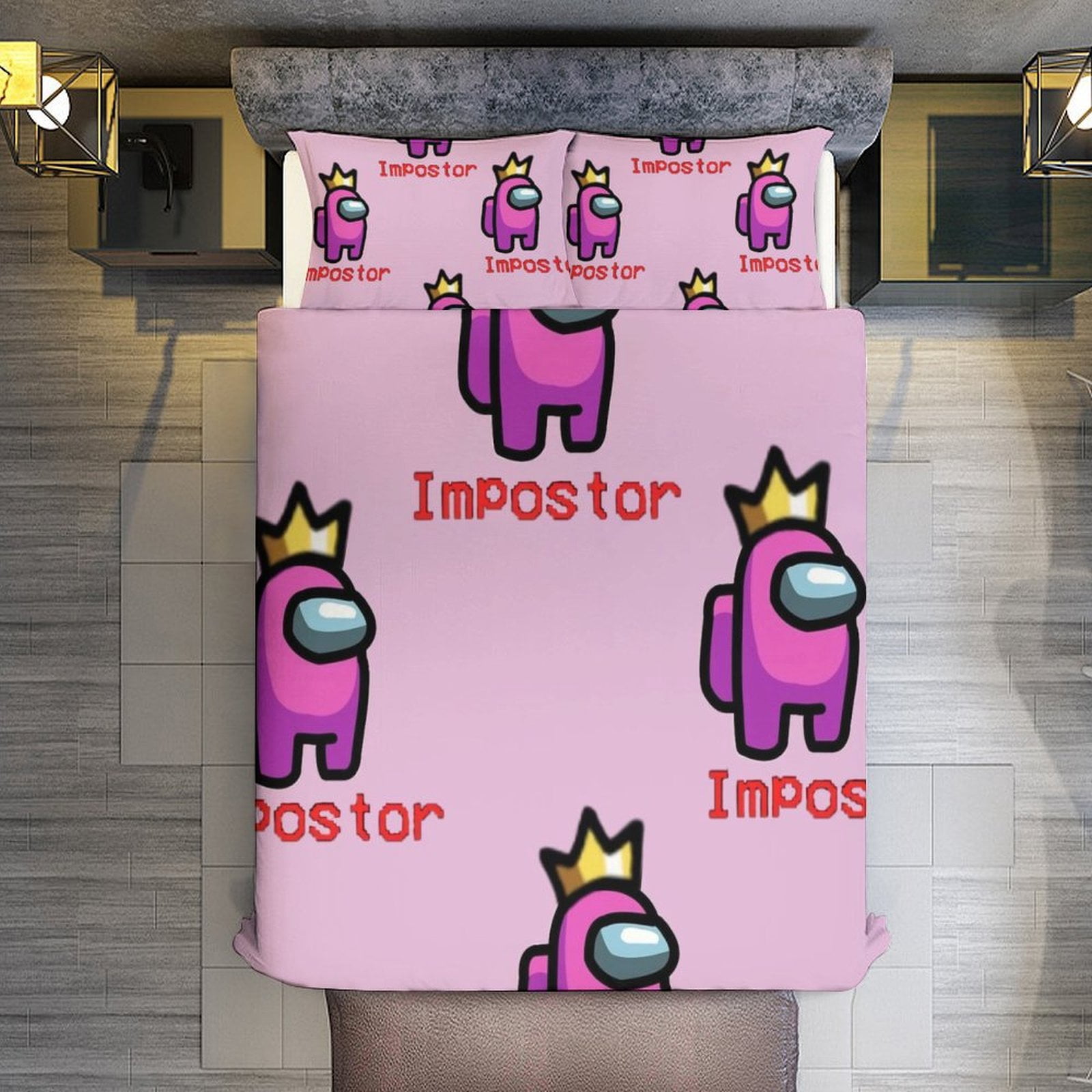 Gaming Purple Among-Us Imposter Crewmate Bed Sheet Set for Kids Boys ...