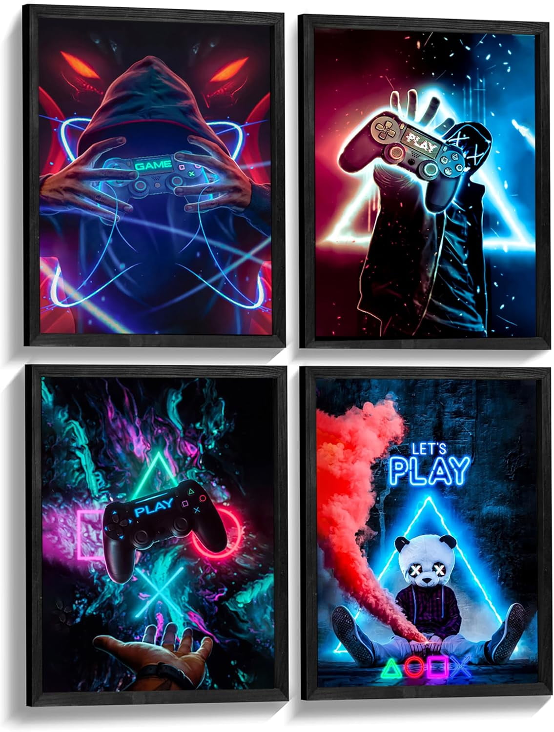 Gaming Room Decor Set of 4 - Cool Gamepad Gaming Wall Art Canvas Poster ...