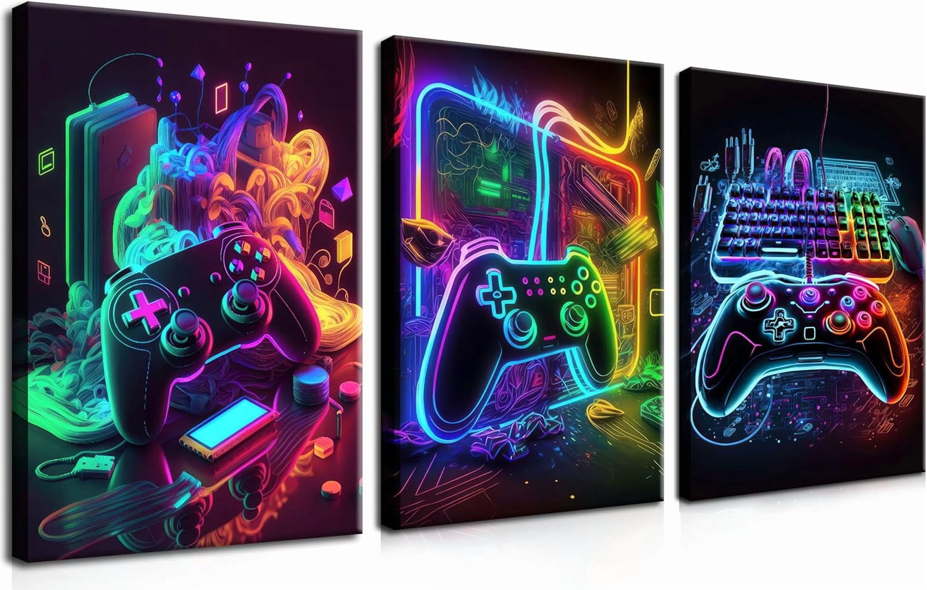 Gaming Room Decor Wall Art Set of 3, Video Gaming Theme Decor Gamer ...