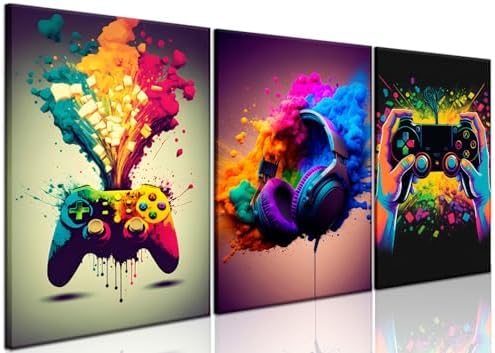 Gaming Room Decor Wall Art Set of 3, Video Gaming Theme Decor Gamer ...