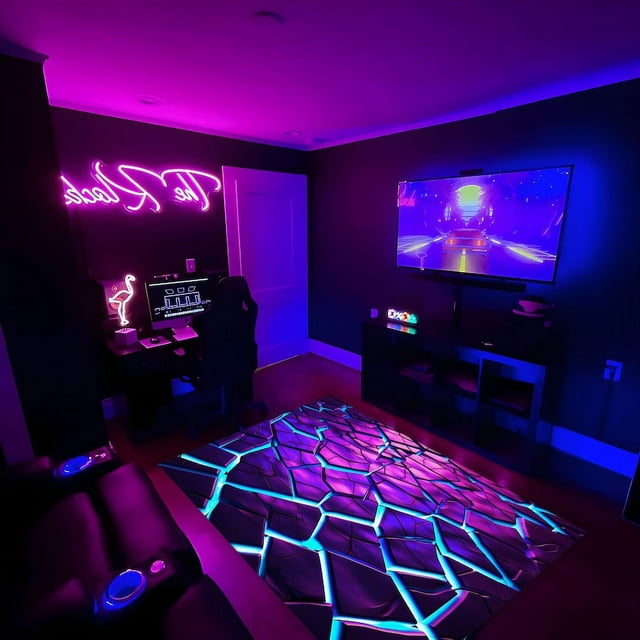 Gaming Room Neon Look Rug, Gamer Area Rug 3x5 ft - Walmart.com