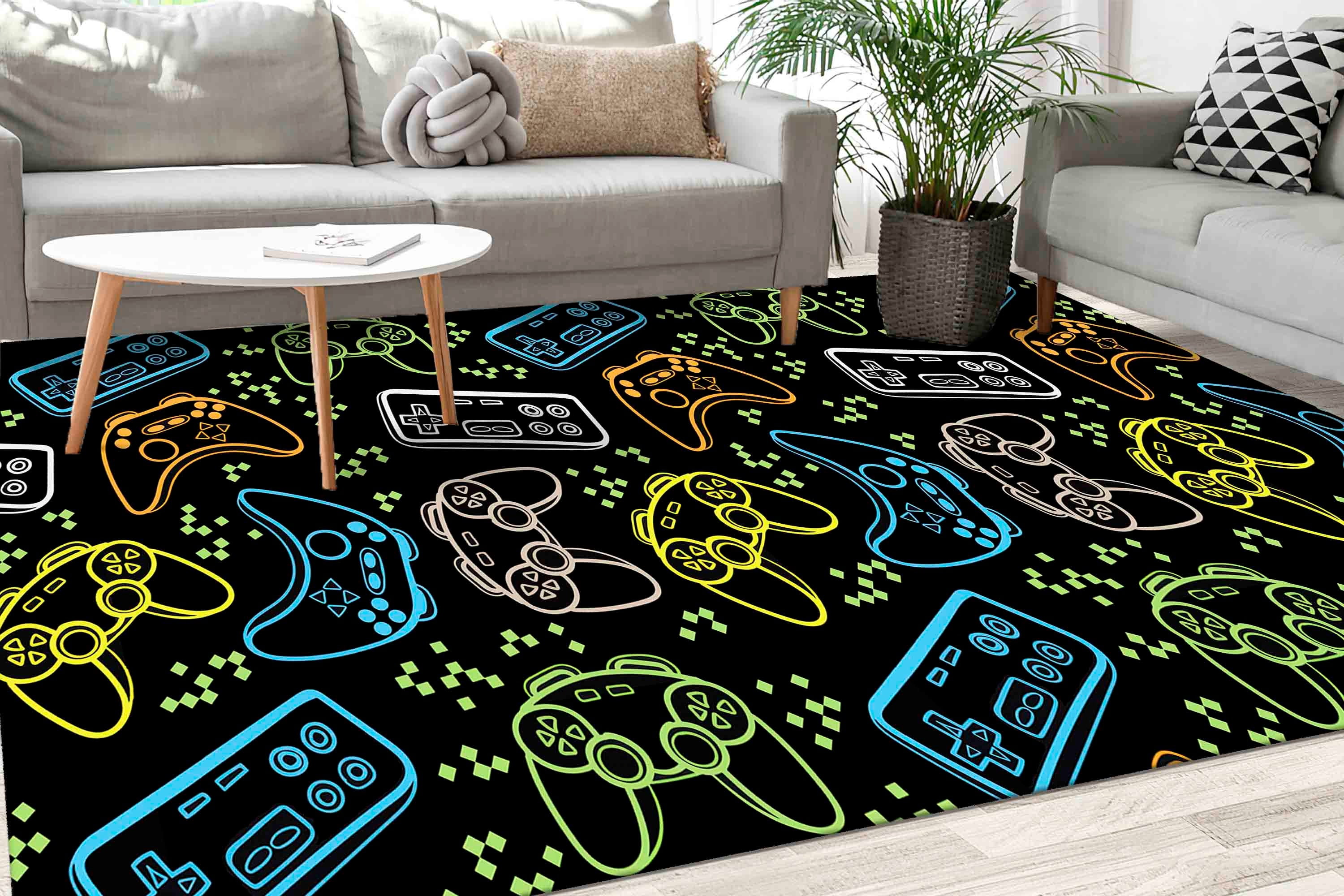 Gaming Room Rugs, Colorful Rug, Neon Colors Rugs, Modern Rug, Thick Rug ...