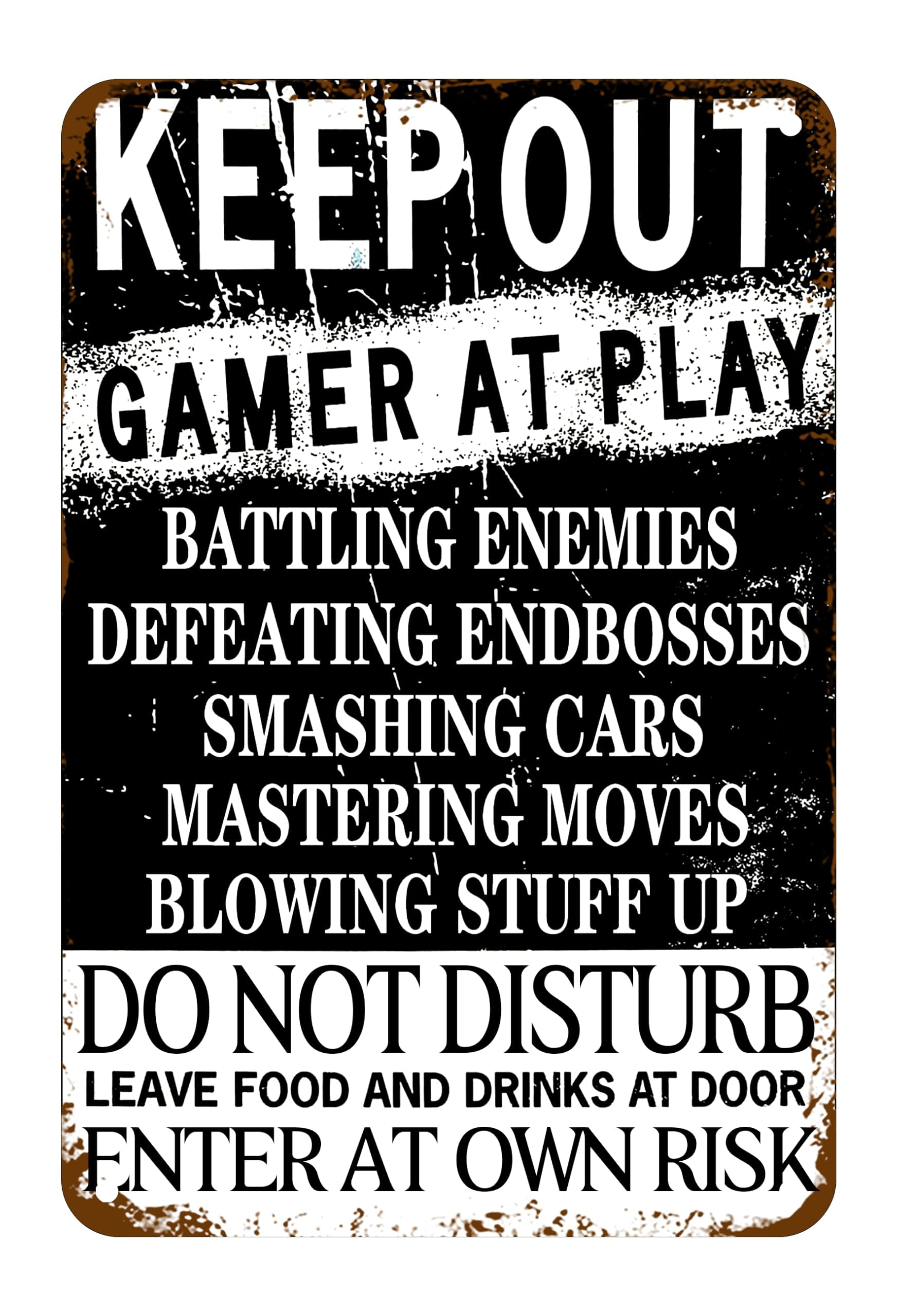 Gaming Room Wall Decor Funny Tin Signs Keep Out Gamer At Play Do Not ...