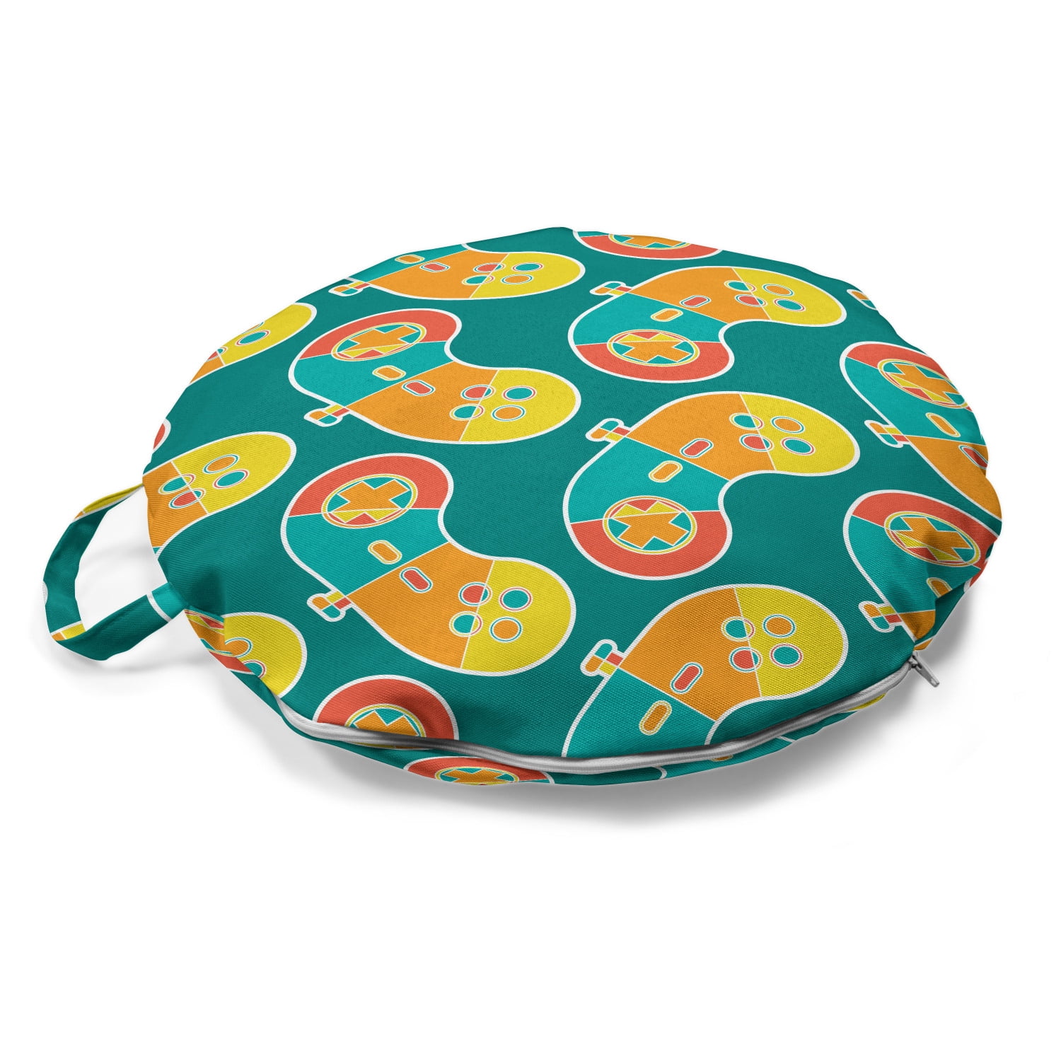 Gaming Round Floor Cushion with Handle, Game Controller Gamepad Retro ...