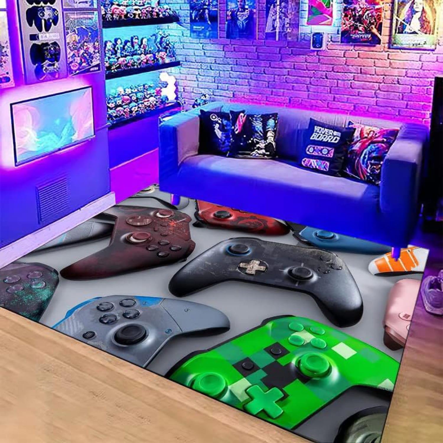 Gaming Rug for Kids Boy Bedroom Gamer Area Carpet 3D Neon Game Cool ...