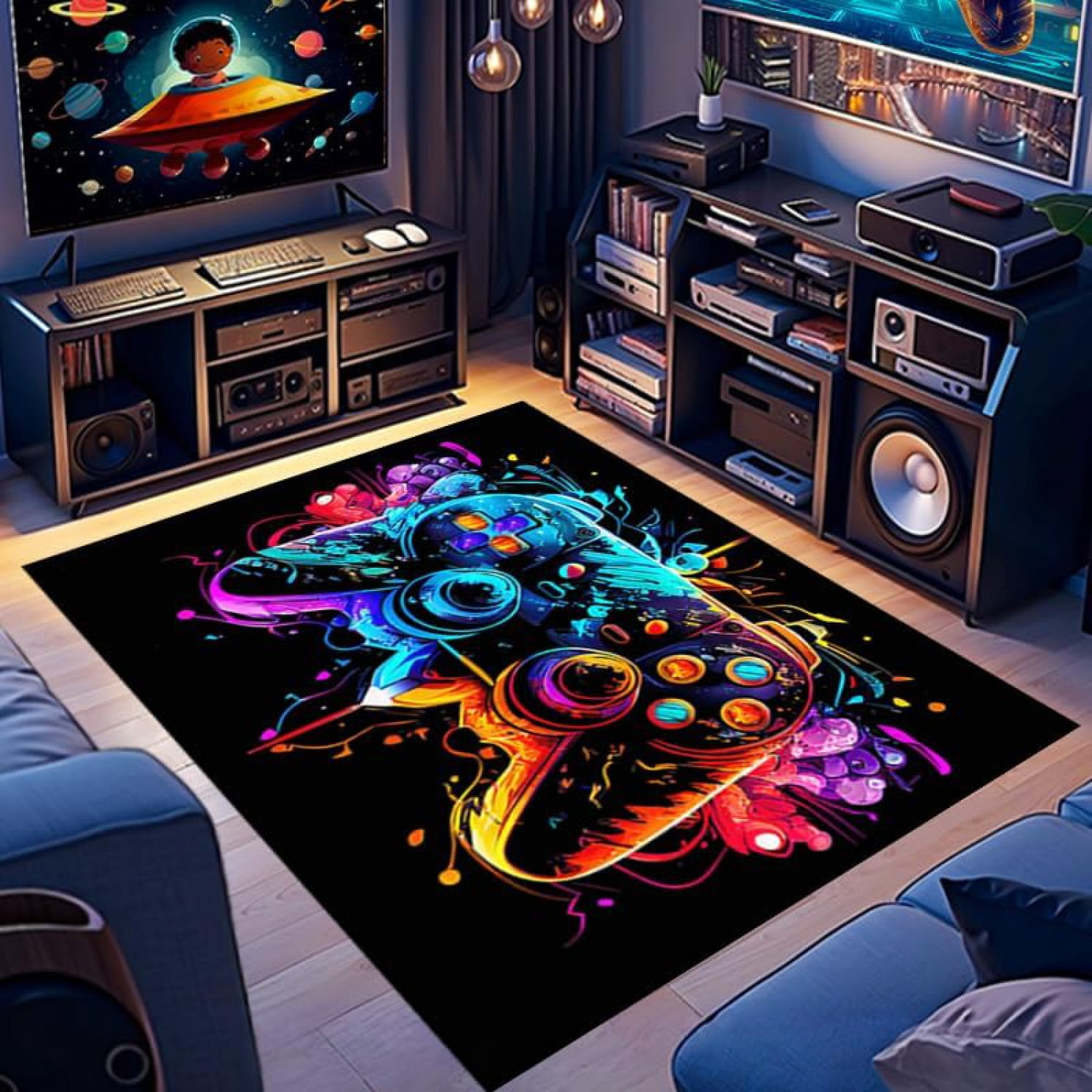 Gaming Rug for Boys Bedroom - Soft and Durable Gamer Carpet for Game ...