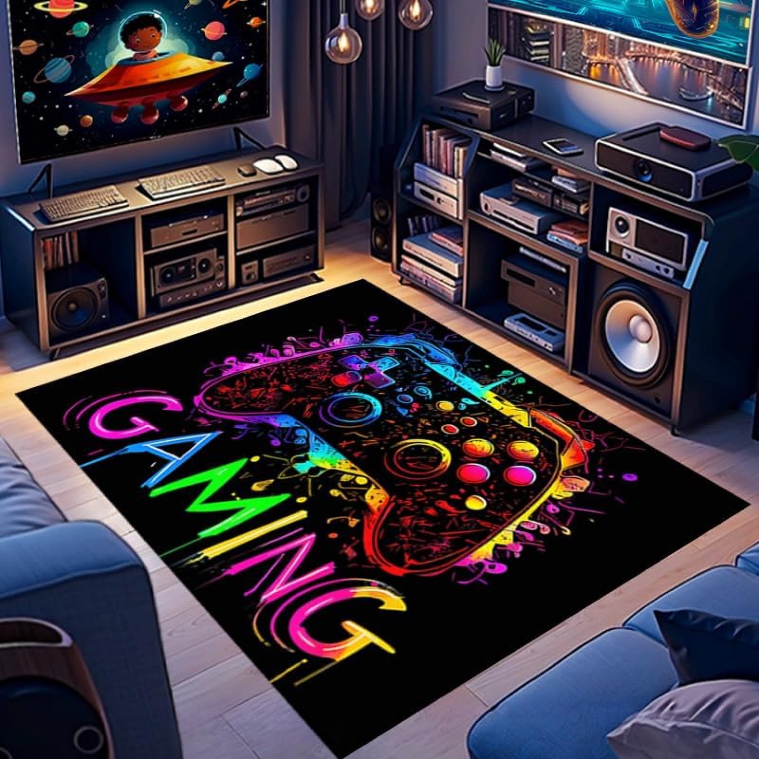 Gaming Rug for Boys Bedroom - Soft and Durable Gamer Carpet for Game ...