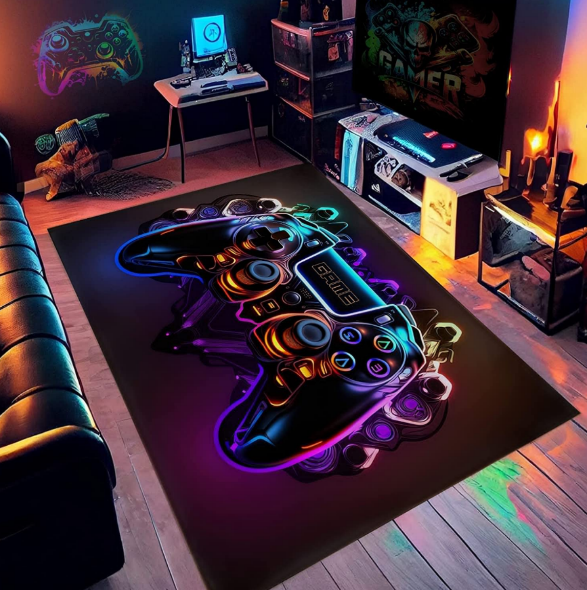Gaming Rug for Boys Bedroom, Video Game Carpet with Gaming Theme Design ...