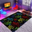Gaming Area Rug Teen Boys Carpet, Transparent Gamepad and Colorful ...
