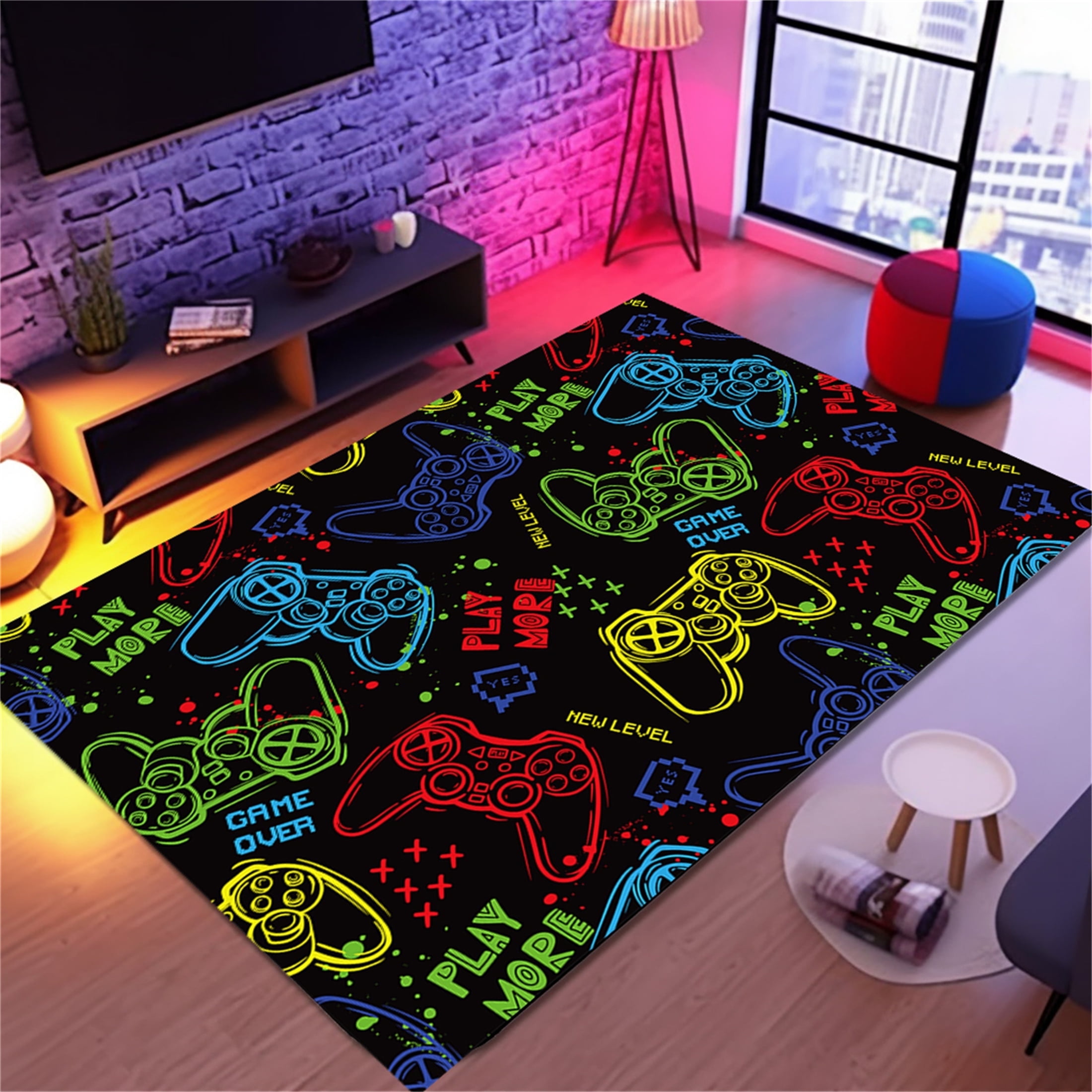 Gaming Rug for Game Room,5'x7' Non Slip Cool Colorful Gamer Rug,3D ...