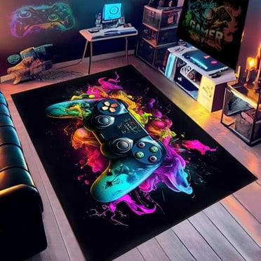 Gaming Rug for Boys Bedroom, Video Game Carpet with Gaming Theme Design ...