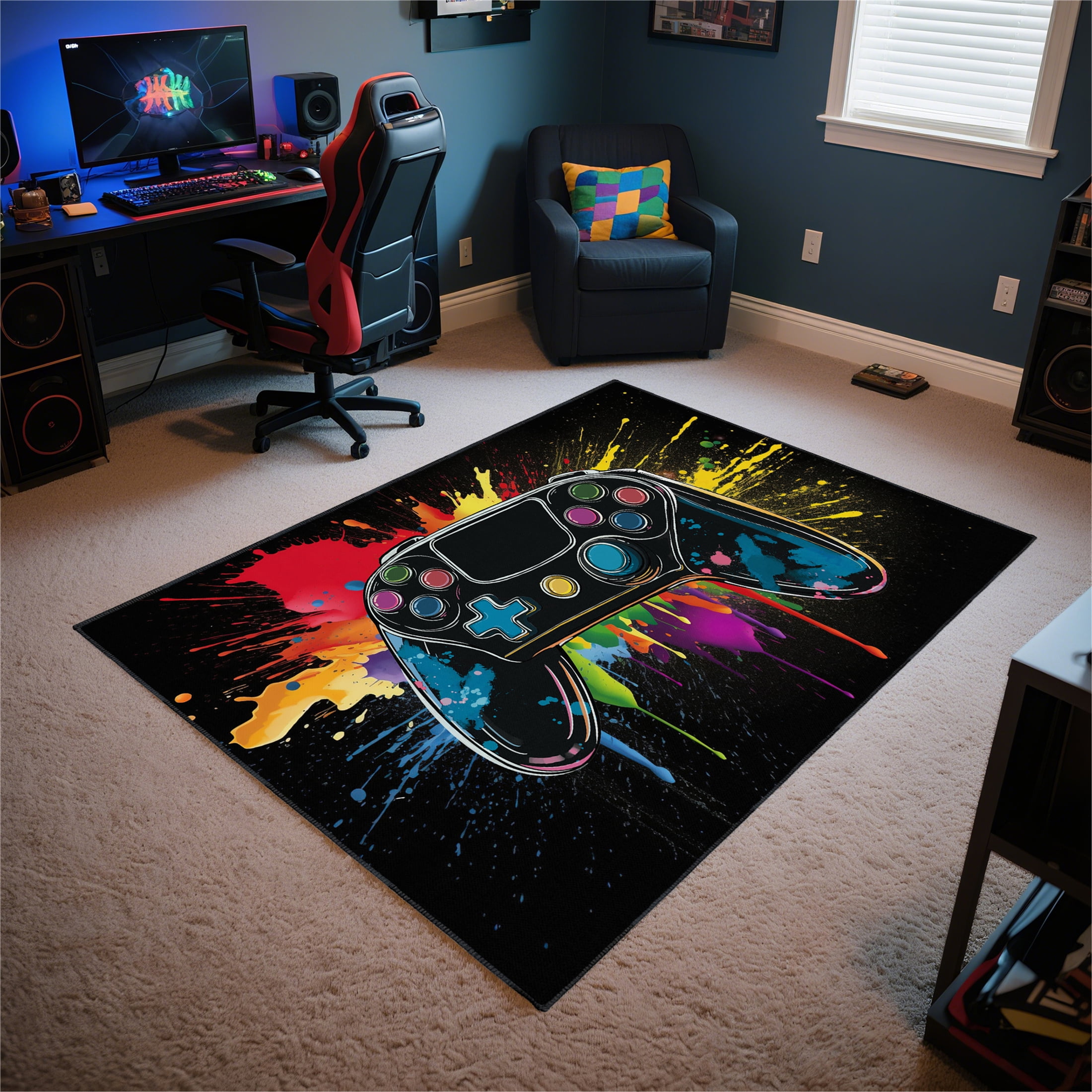 Gaming Rug for Room,3x5 ft Non-Slip Cool Gamer Rugs for Bedroom ...