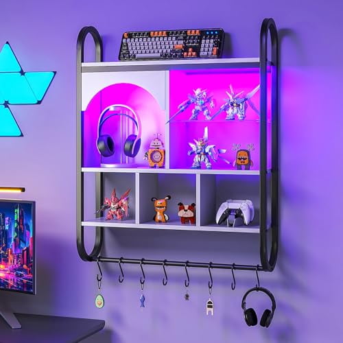 Gaming Shelf for Wall 35inch,Floating Shelves for Wall with Led,Large ...
