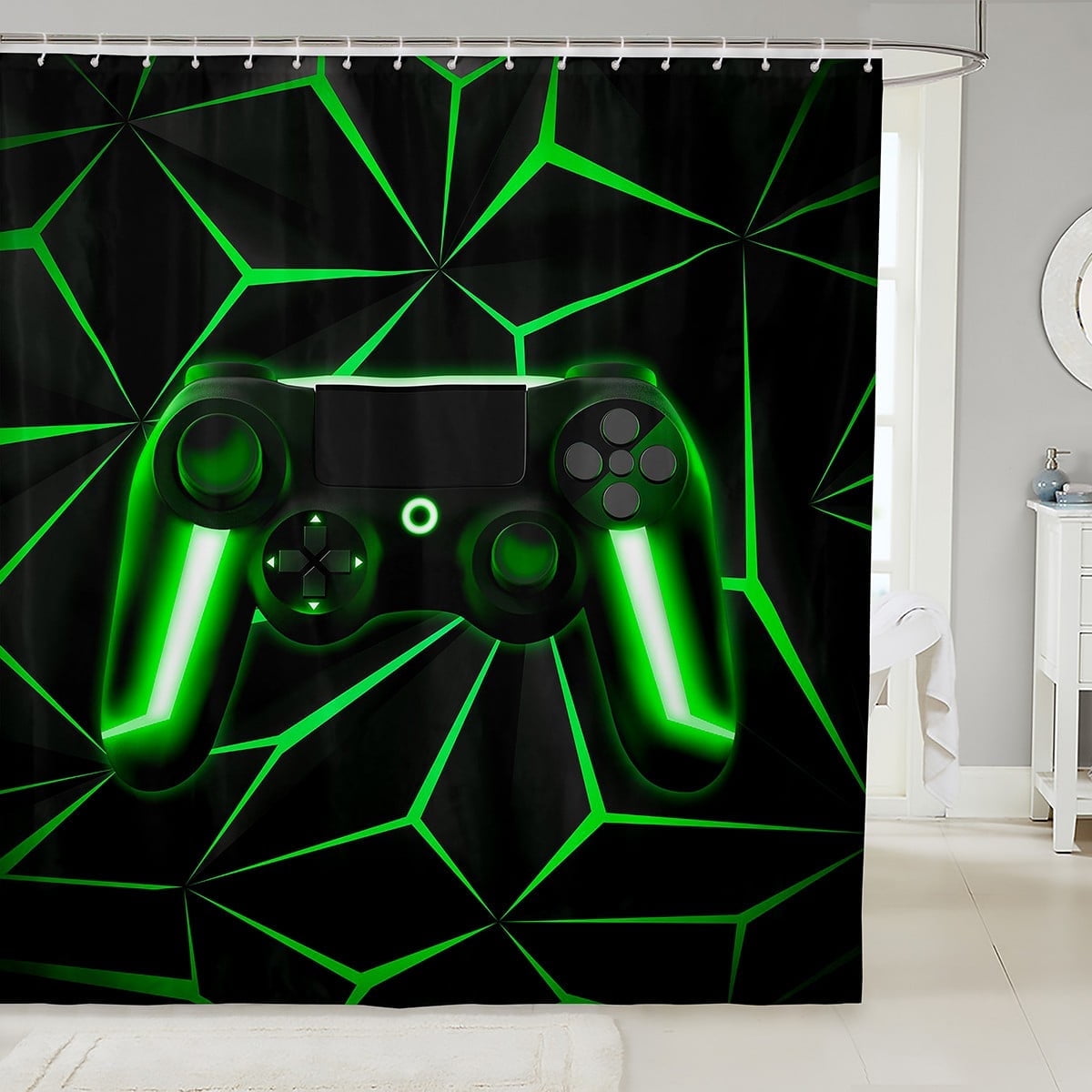 Gaming Shower Curtain Game Home Decor Gamer Controller Fabric Shower ...