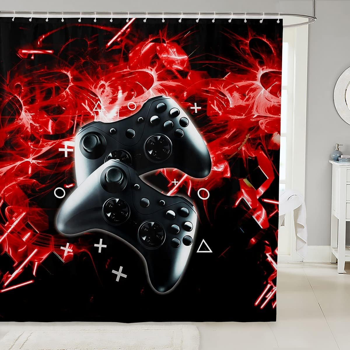 Gaming Shower Curtain for Boys Teens Gamer Bath Curtain Kids Video Game ...