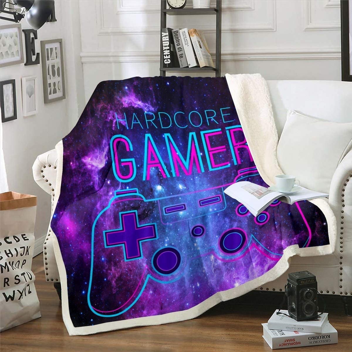 Gaming Throw Blanket Boys Gamer Galaxy Sherpa Blanket for Bed Sofa ...