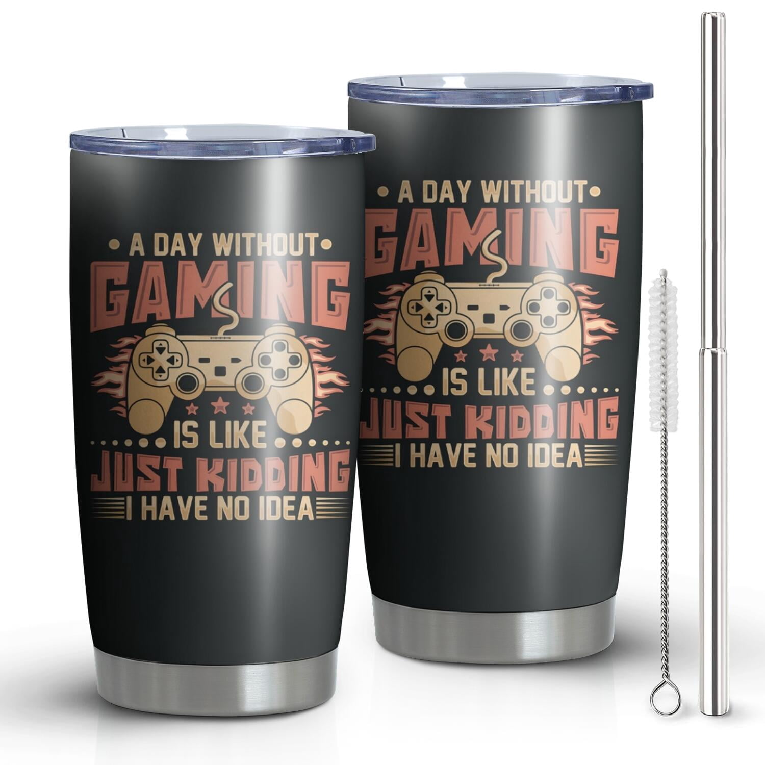 Gaming Tumbler Cup with Lid and Straw 20 Oz Stainless Steel Insulated ...