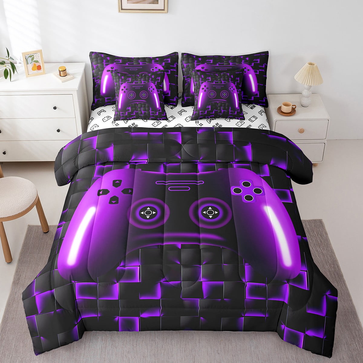 Gaming Twin Bedding Sets For Kids Boys Teen Girls Game Controller Bed ...