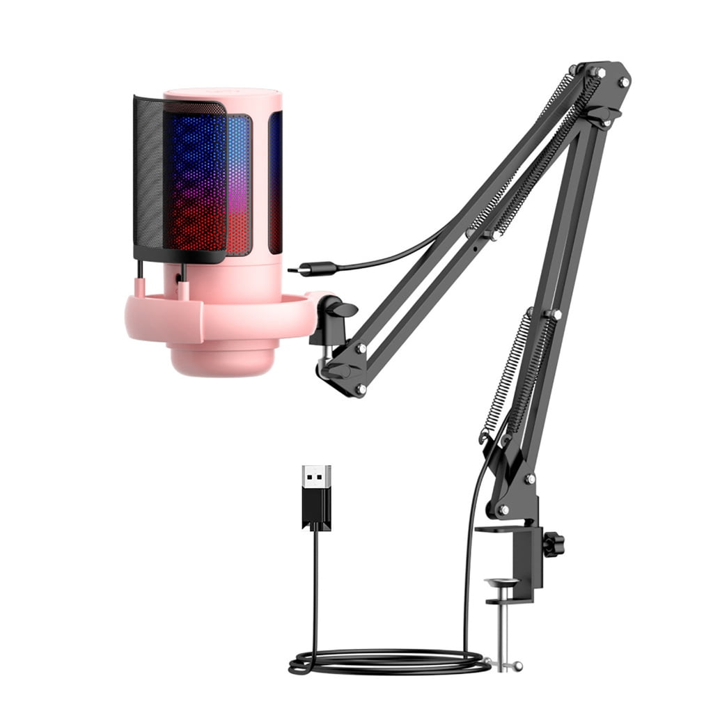 Gaming USB Microphone 30Hz~16kHz Frequency for PC with Boom Arm and LED ...