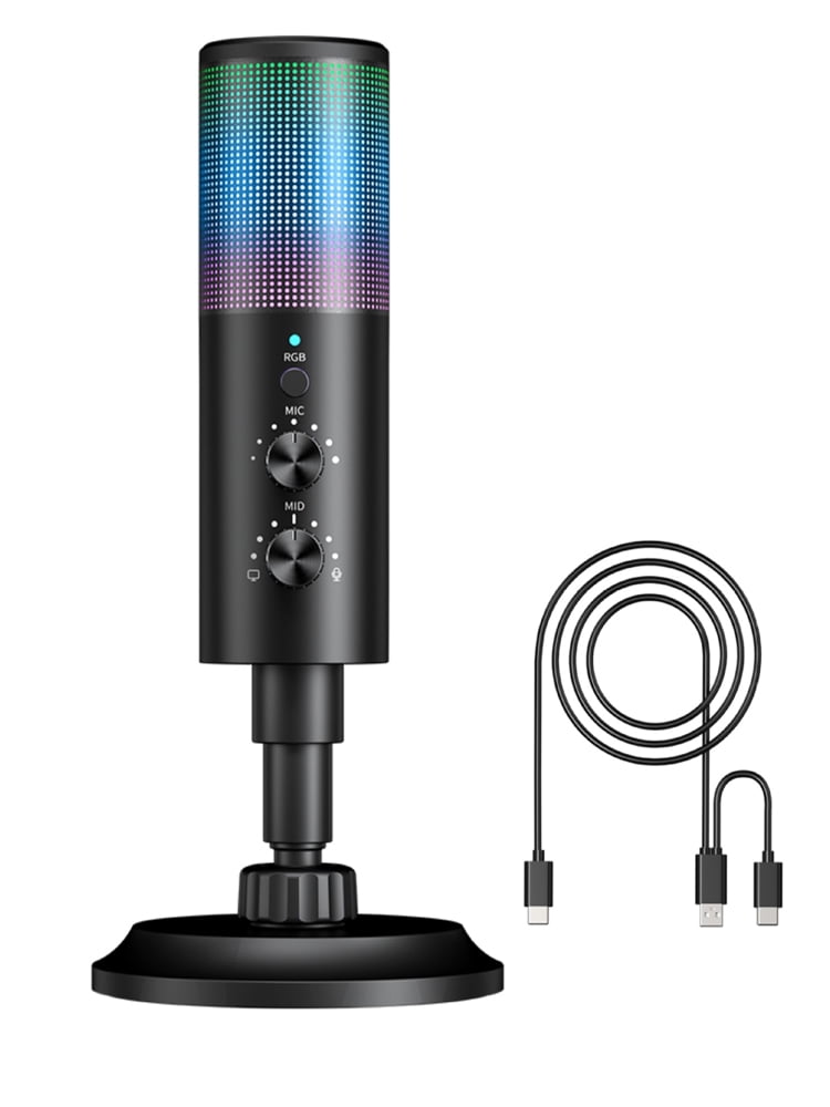 Gaming USB Microphone,Noise Cancellation Condenser mic,RGB Microphone ...
