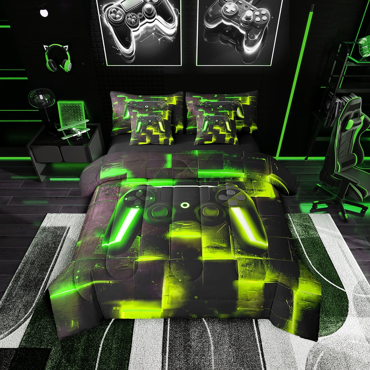 Gaming Video Game Bedding Full Size 7-Piece Youth Modern Gradient ...
