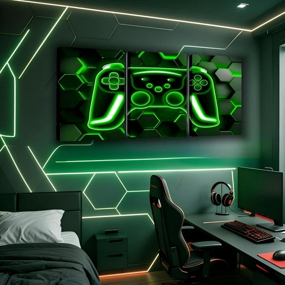 Gaming Wall Art for Living Room Neon Honeycomb Gamer Poster Prints ...
