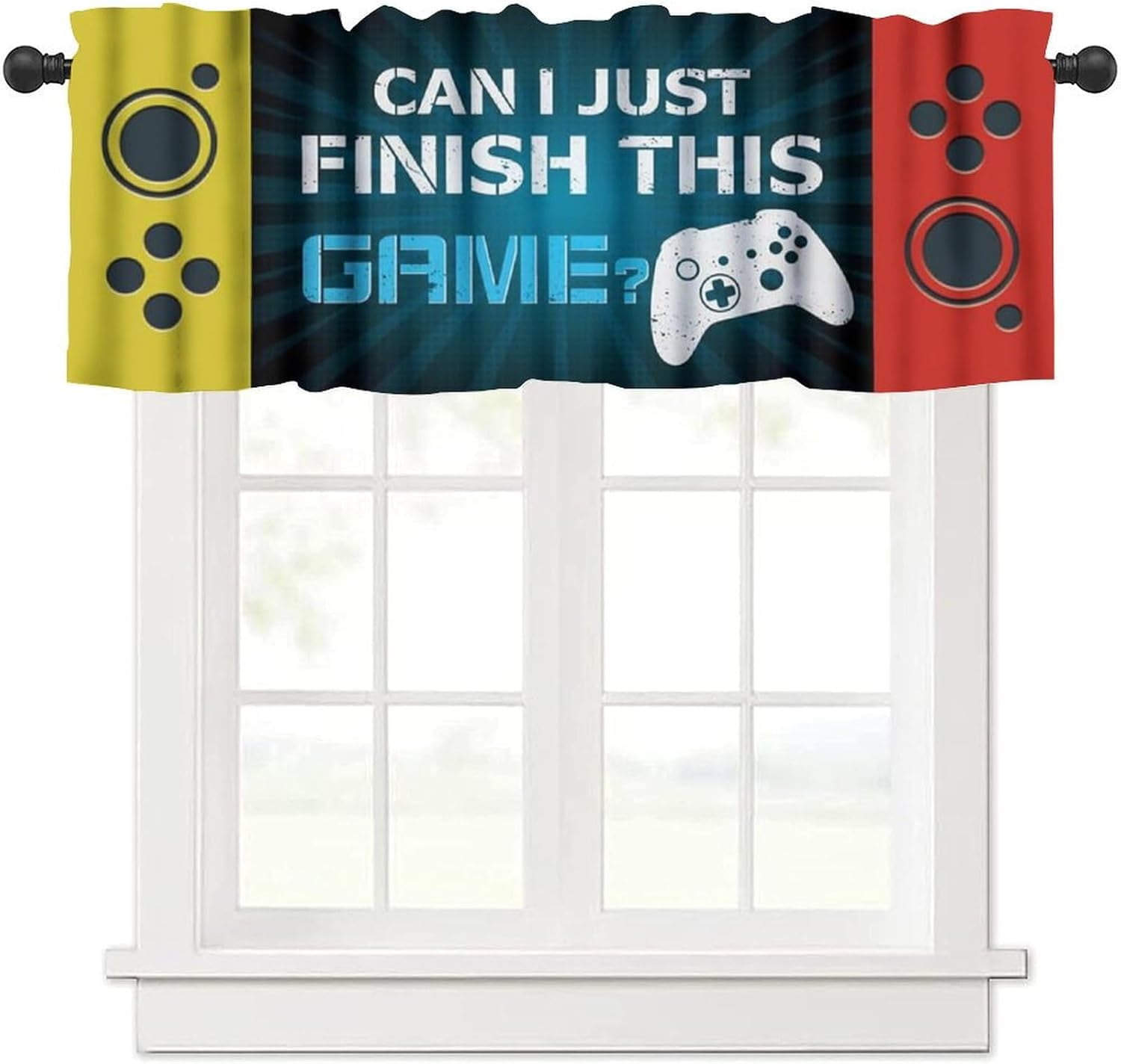 Gaming Window Valance，Boys Girls Yellow Red Colorful Game Controller ...