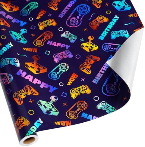 Gaming Wrapping Paper for Boys Girls - 17 Inch X 33 Ft - Laser Video ...