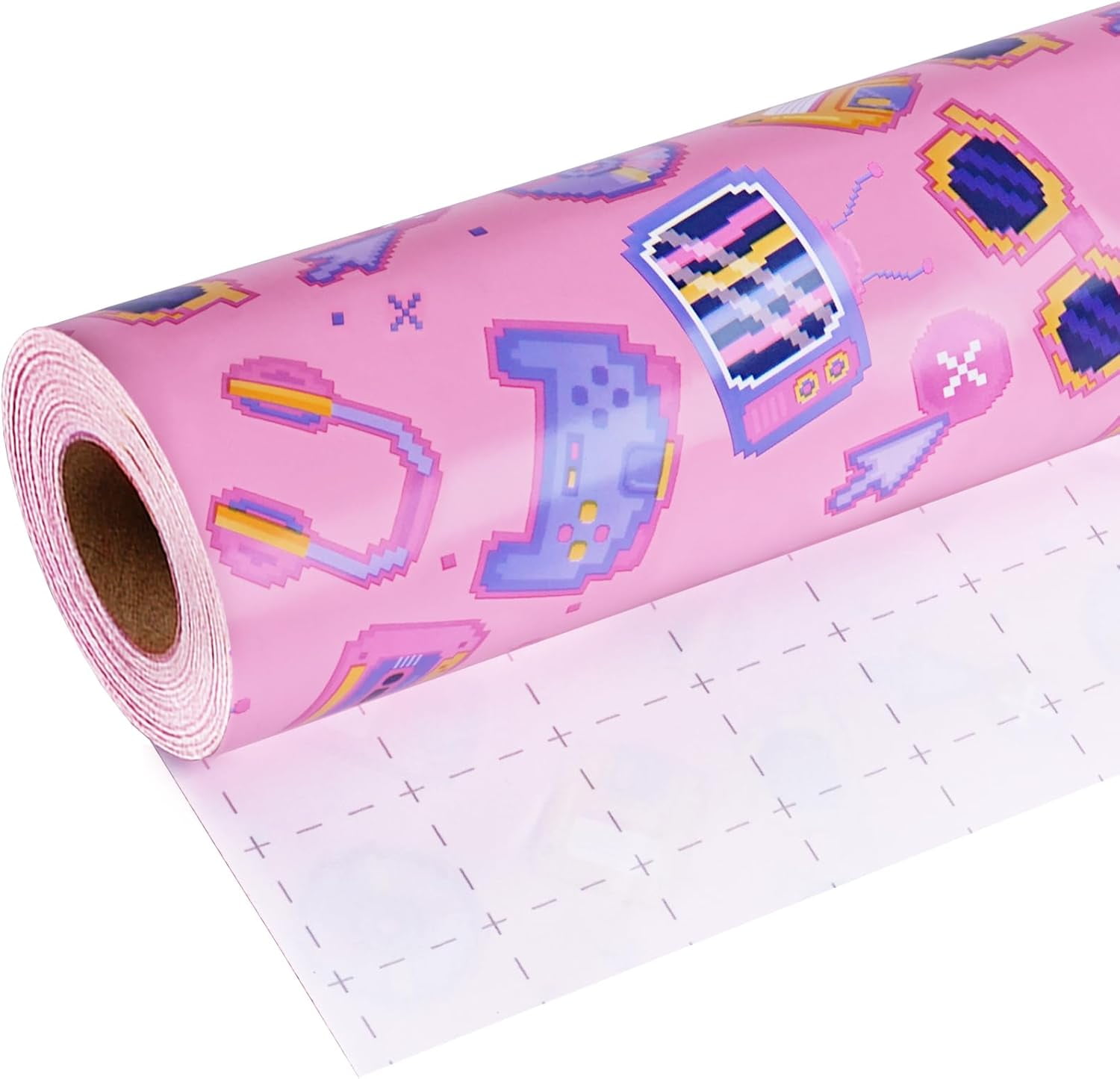 Gaming Wrapping Paper - 17 Inch X 33 Ft - Retro 80s & 90s Pink Video ...