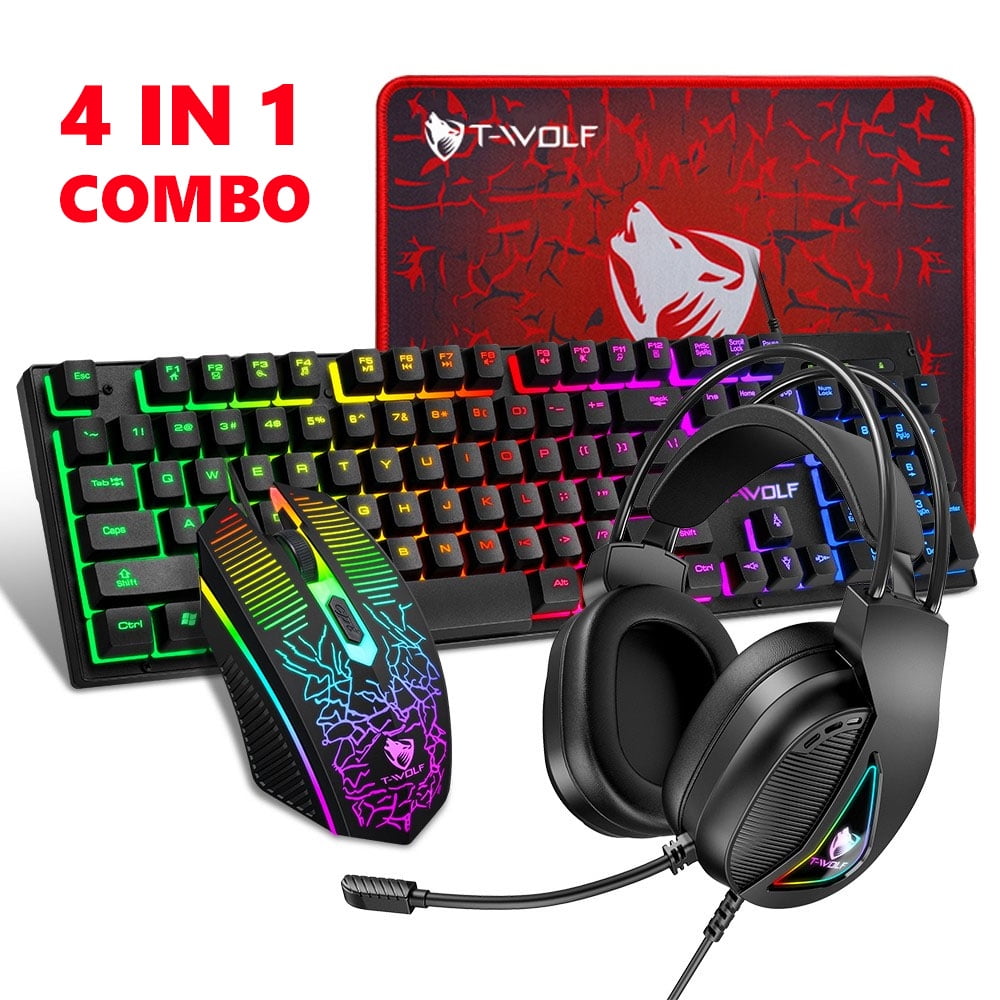 Gaming keyboard + Mouse + Headset + Mousepad Set RGB Backlight All in ...
